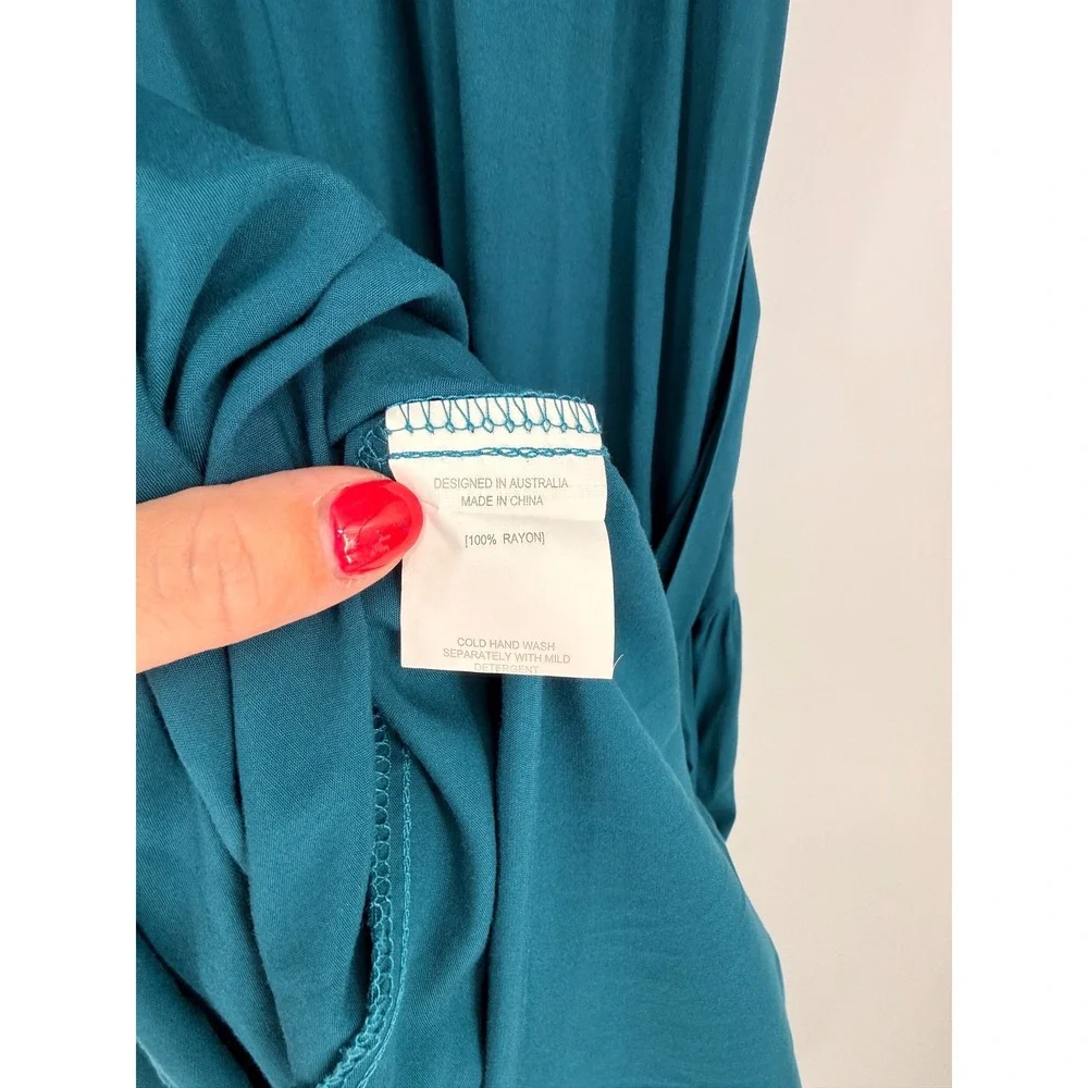 Petal & Pup | Dresses | Petal Pup Small Barker Midi Dress Teal Flutter ...